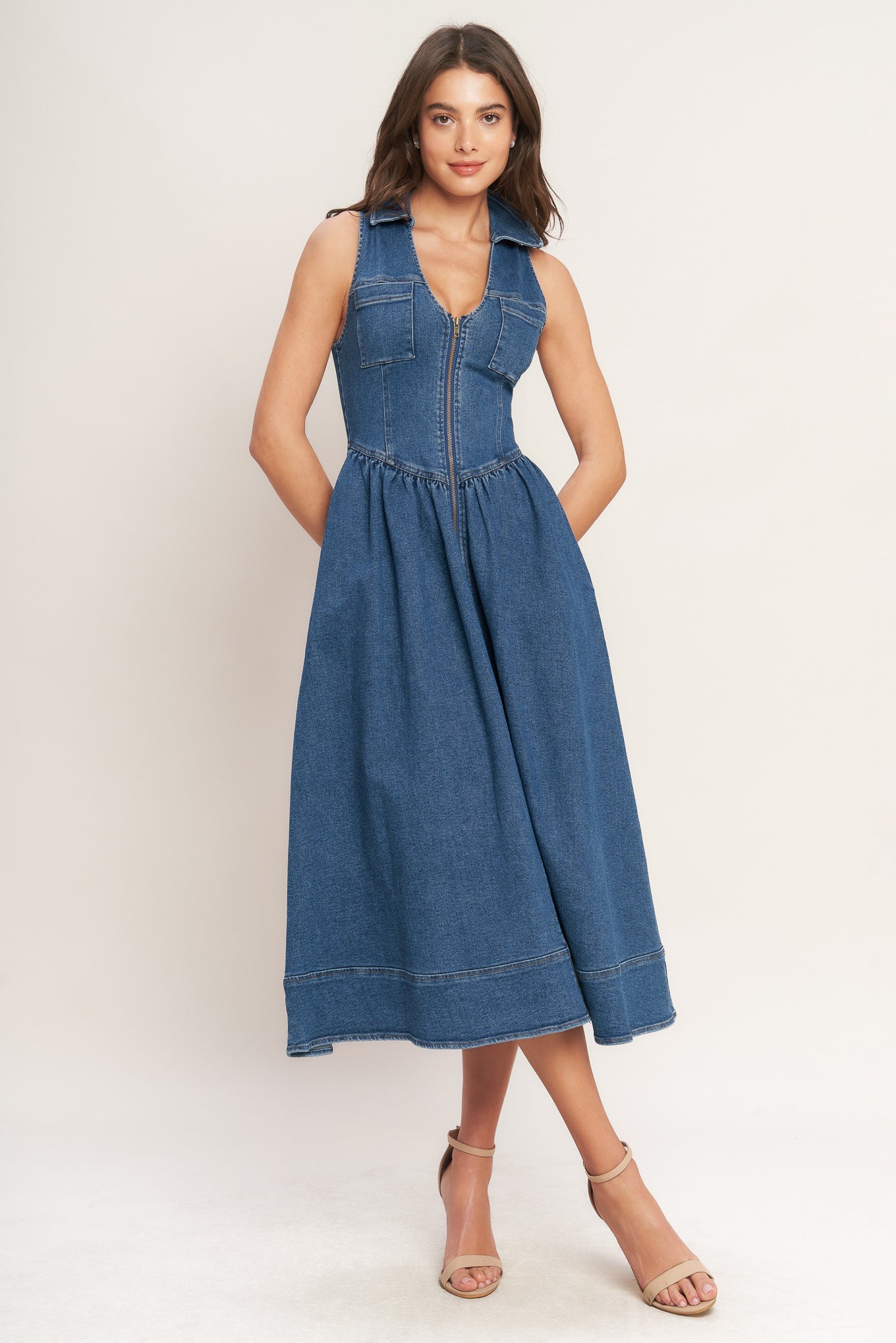 Flying Tomato Indigo Flow Denim Midi Dress | Baha Ranch Western Wear