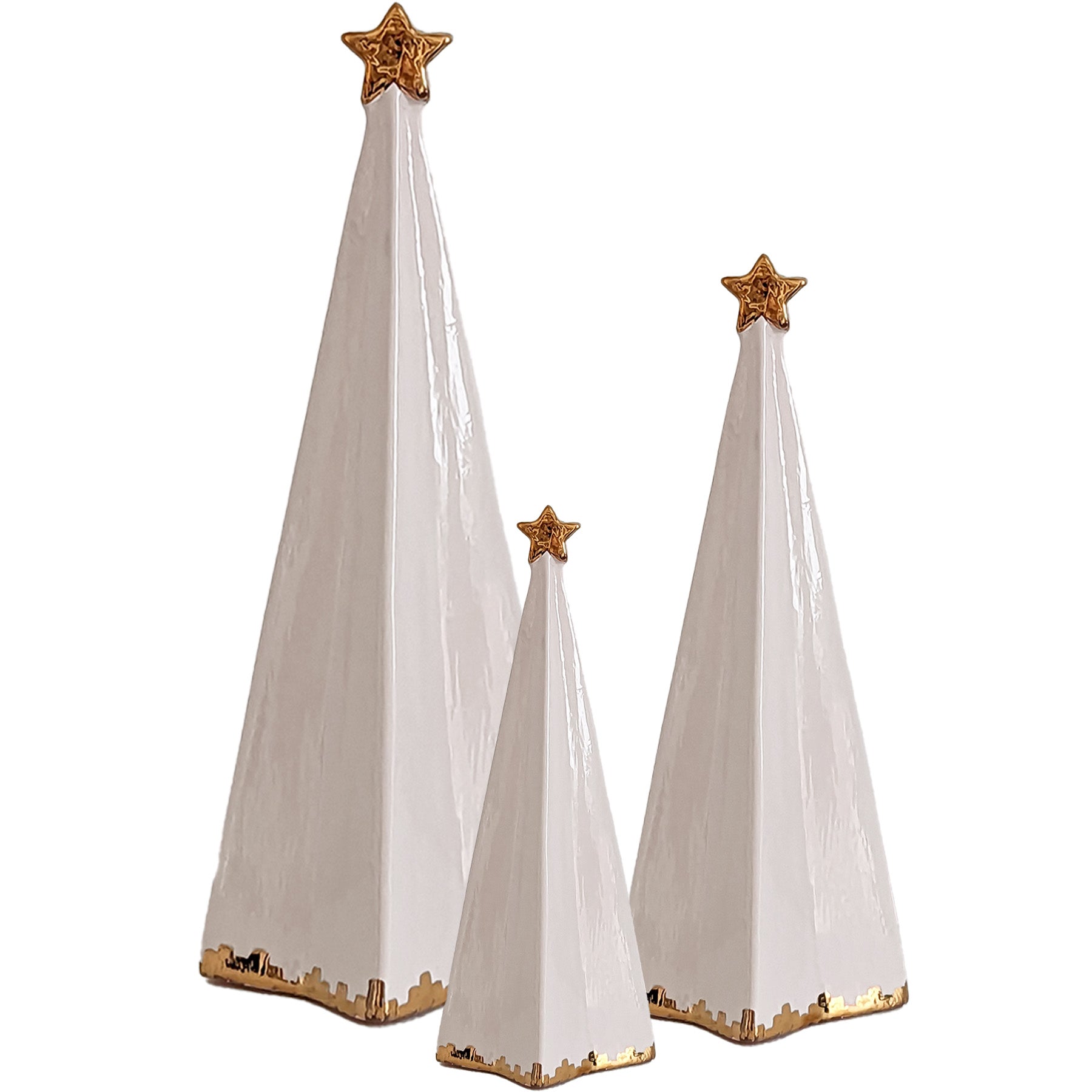 White Folded Christmas Trees with 22K Gold Brushstroke Accent | Baha ...