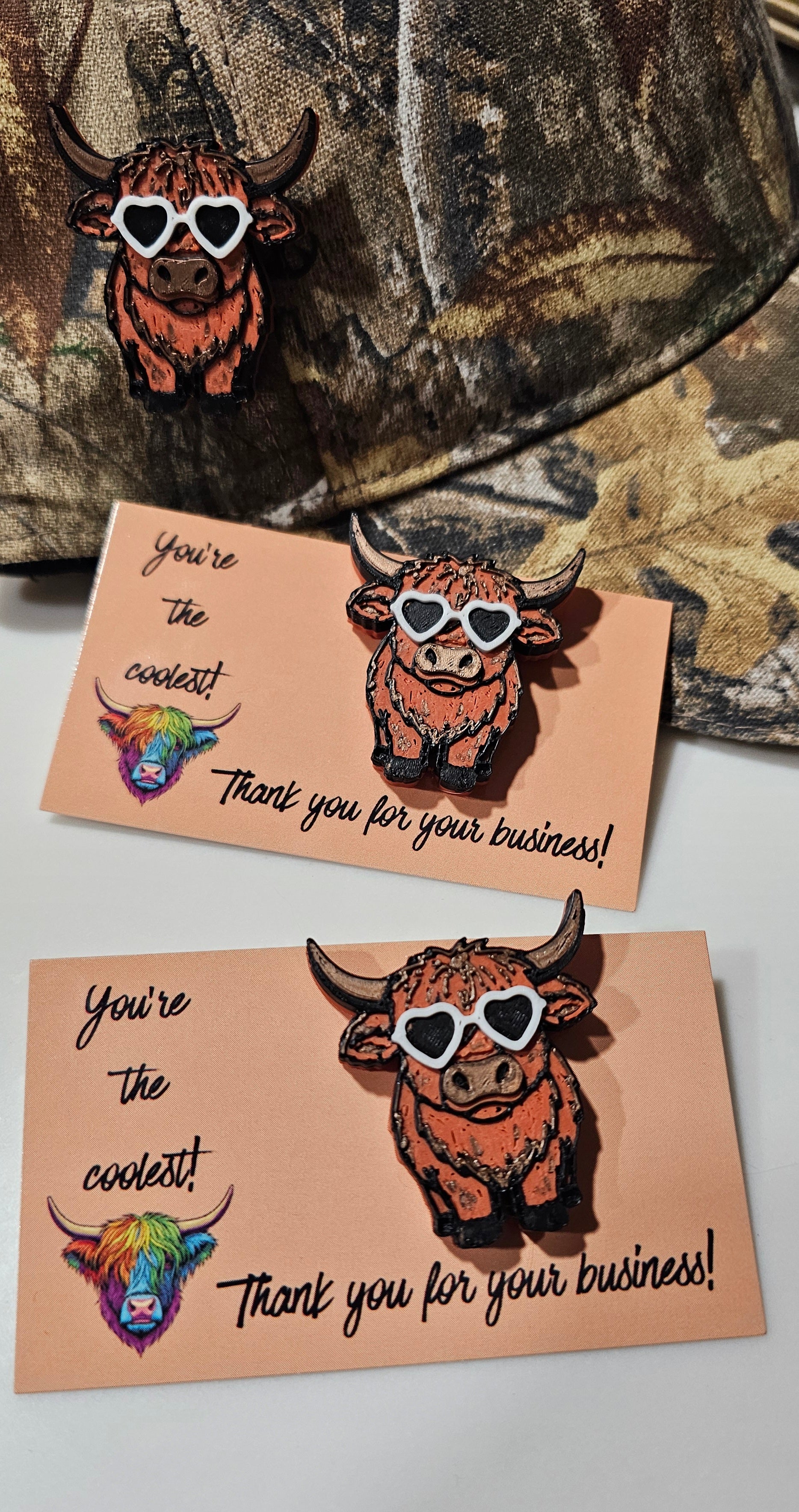 Bag of 25 -Boutique 3d Printed Package Inserts Cool Highland Brown Cow ...